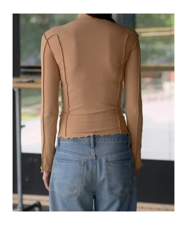 BASERANGE Long Sleeve T-shirt With Ruffles