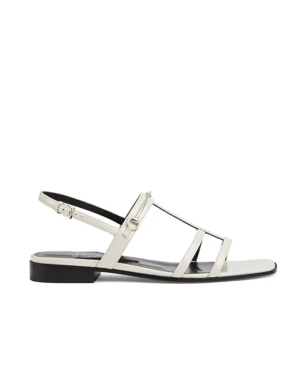 Gucci Horsebit Flat Leather Sandals - White
