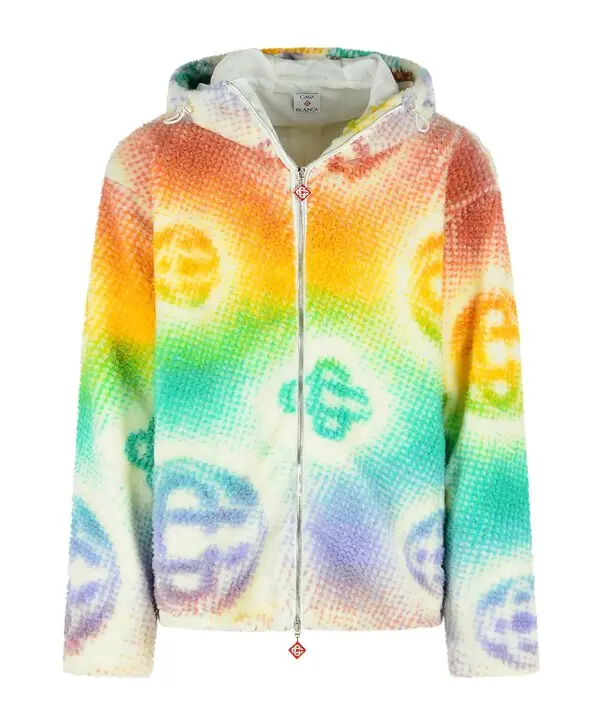 Casablanca Monogram Zip-up Hooded Jacket - White
