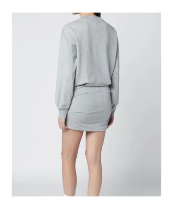 Attico Cotton Blend Mini Dress With Embroidered Logo - Grey