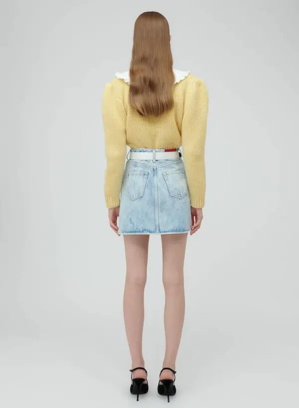 Alessandra Rich Denim Mini Skirt With Belt Detail