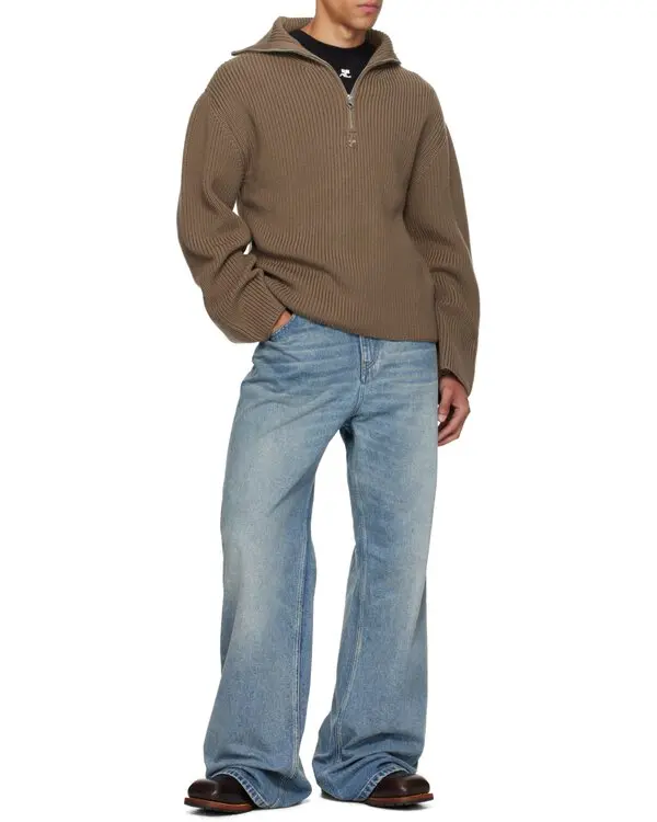 COURREGES Courrèges Medium Wash Wide Leg Jeans - Gray