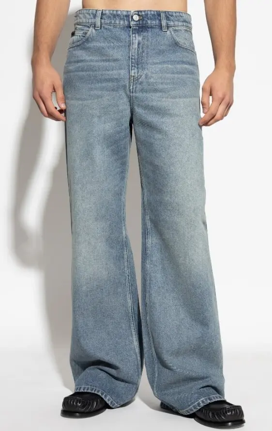 COURREGES Courrèges Medium Wash Wide Leg Jeans - Gray