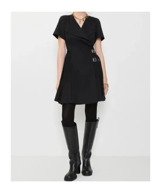 Burberry Pleated Kilt Dress With Buckle Detail