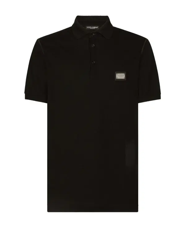 Dolce & Gabbana Dolce Gabbana Logo Plaque Short Sleeved Polo Shirt