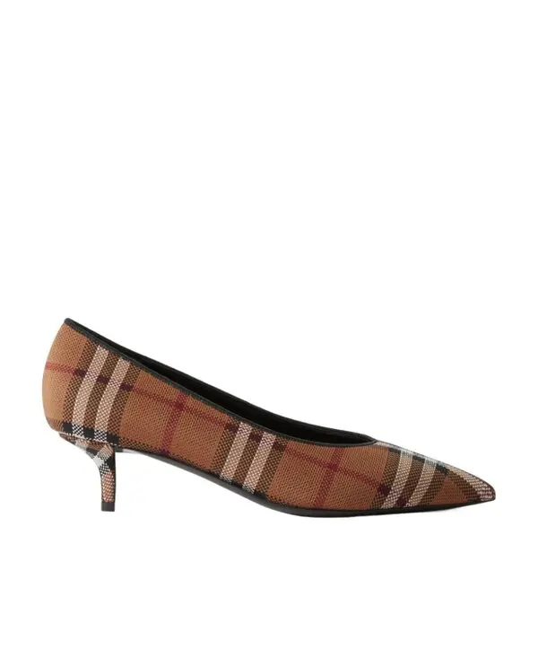 Burberry Plaid Pointed Kitten Heels - Brown