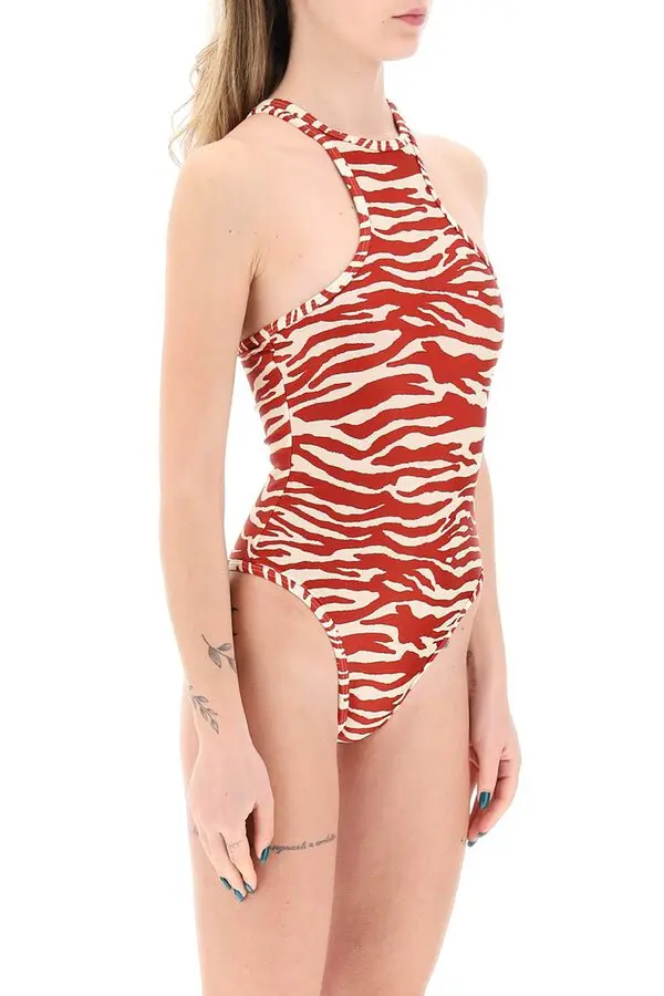Attico Zebra-print Racerback One-piece Swimsuit - Multi-color
