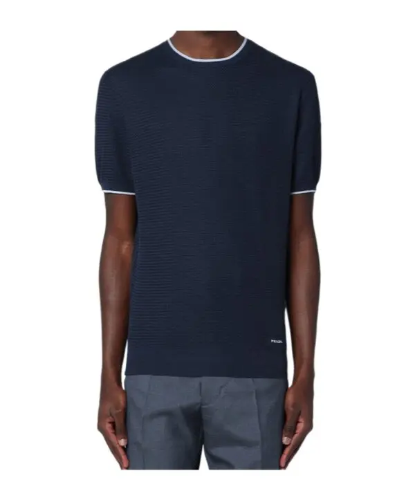 Prada Short Sleeve Crewneck Jumper - Blue