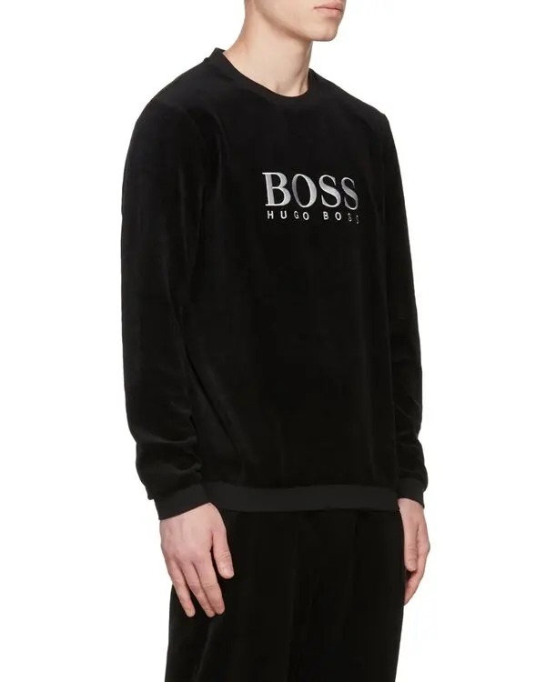 Hugo Boss Printed Logo Velour Hoodie