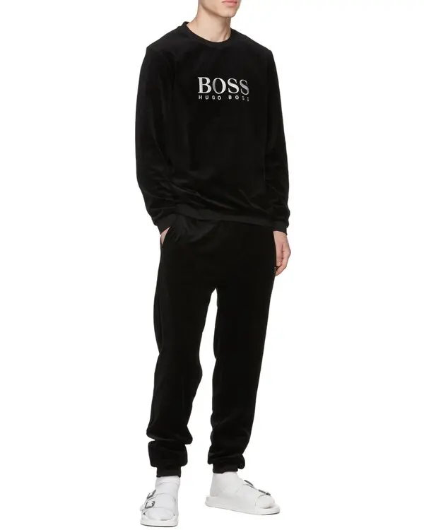 Hugo Boss Printed Logo Velour Hoodie