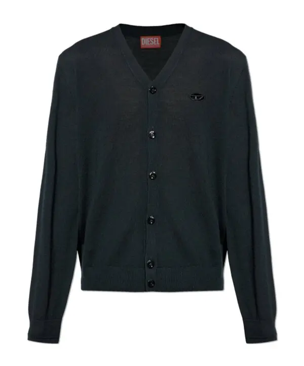 DIESEL® V-neck Embroidered Cardigan - Black