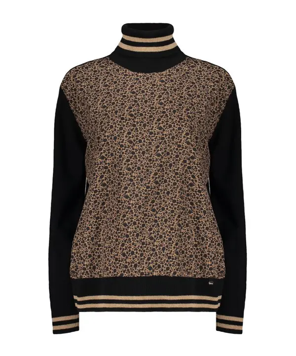 Herno Patterned Turtleneck Knitted Sweater - Black