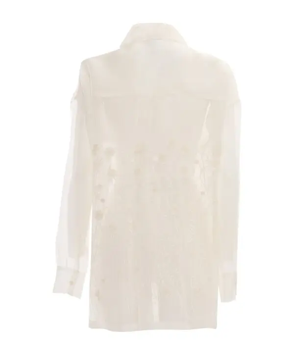 P.a.r.o.s.h Sheer Floral Embellished Shirt - White