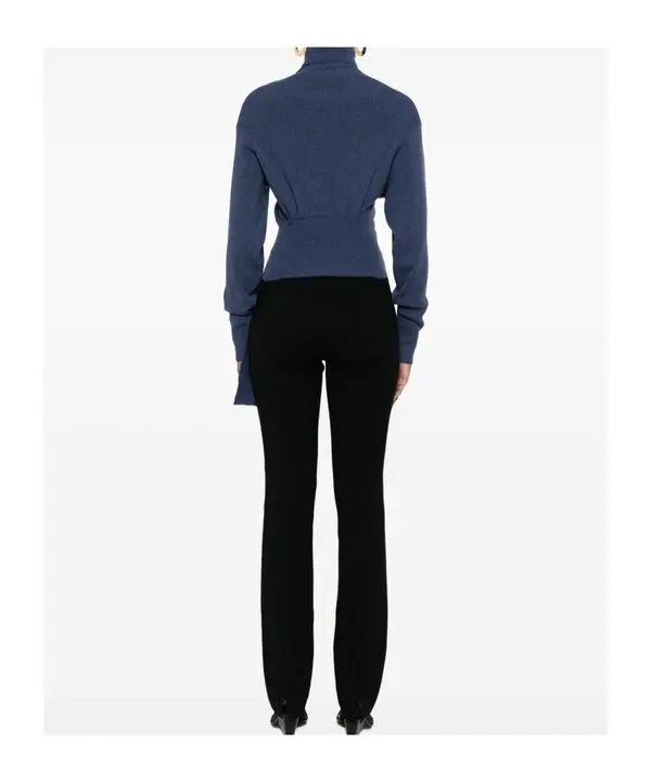 LANVIN Asymmetrical Knit Top With Safety Pin Detail - Blue