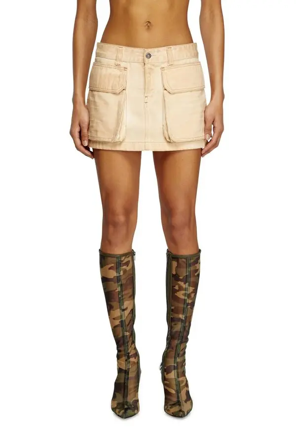 DIESEL® De-ton Mini Skirt With Oversized Cargo Pockets - Beige