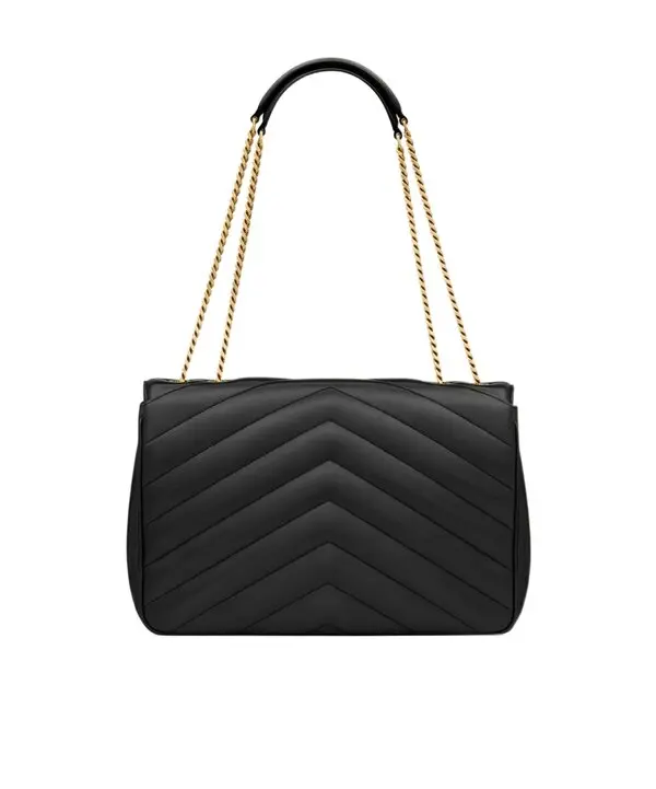 Saint Laurent Loulou Foldover Top Large Shoulder Bag - Black
