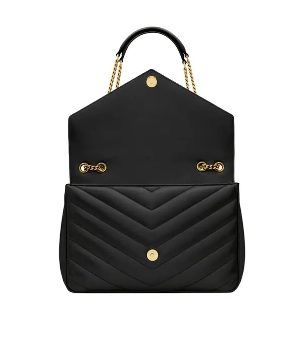 Saint Laurent Loulou Foldover Top Large Shoulder Bag - Black