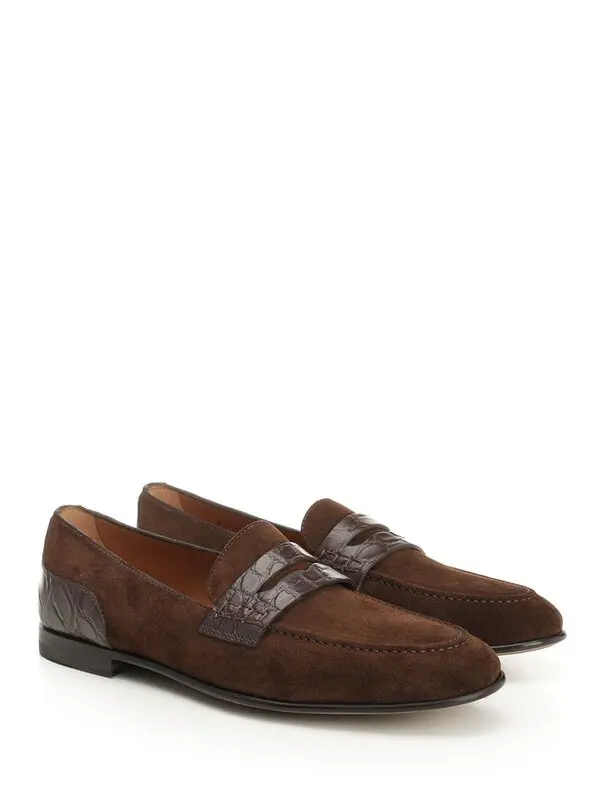 Dolce & Gabbana Suede Loafers With Croc-effect Detailing