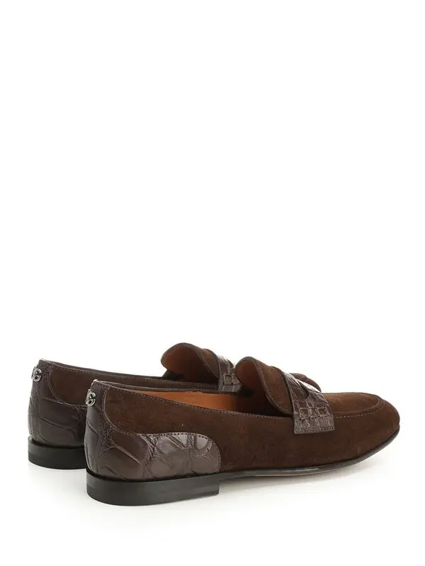 Dolce & Gabbana Suede Loafers With Croc-effect Detailing