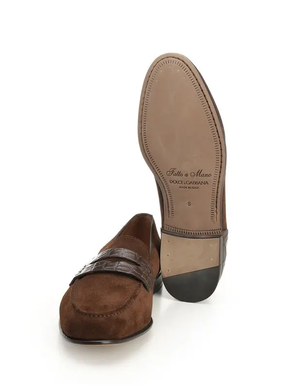 Dolce & Gabbana Suede Loafers With Croc-effect Detailing