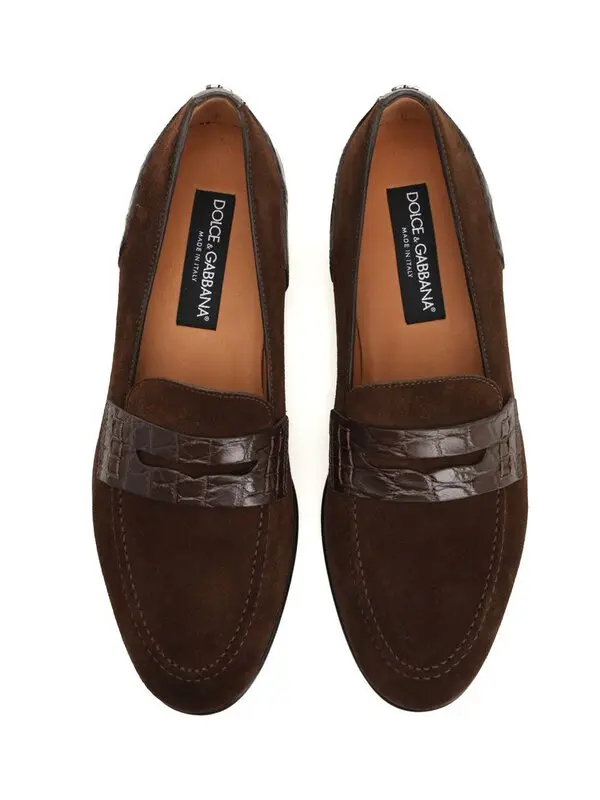 Dolce & Gabbana Suede Loafers With Croc-effect Detailing