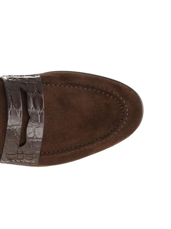 Dolce & Gabbana Suede Loafers With Croc-effect Detailing