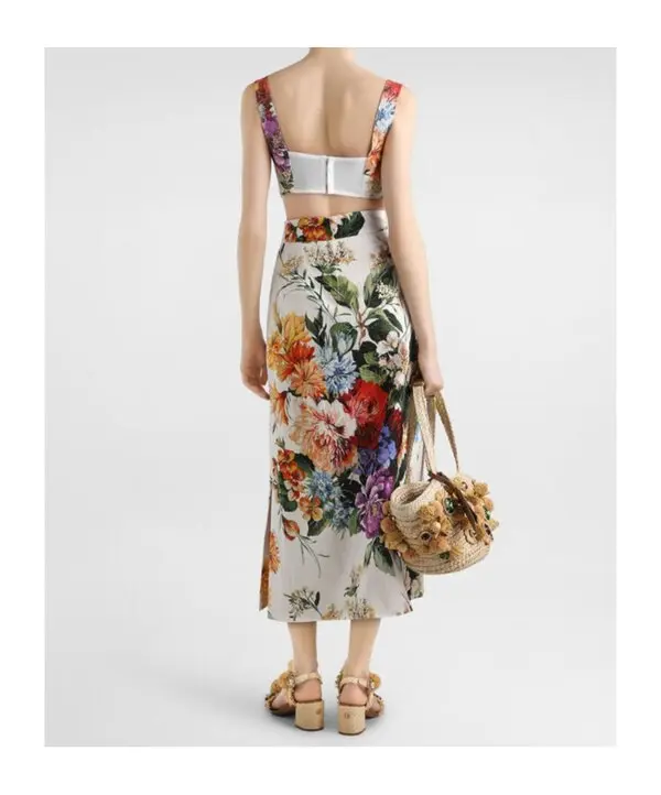 Dolce & Gabbana Dolce Gabbana Flower Bouquet-printed Bustier Top