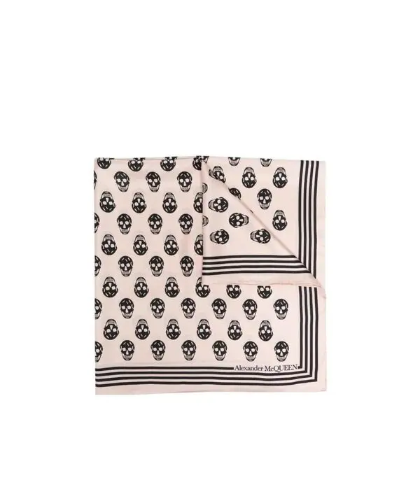Alexander McQueen Skull-print Silk Scarf - Pink