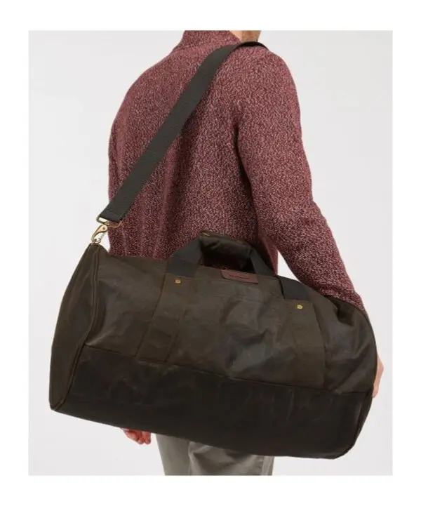 Barbour Waxed Travel Duffle Bag - Olive