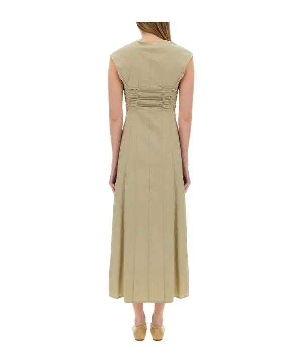 ALYSI Ruched V-neck Maxi Dress - Nude