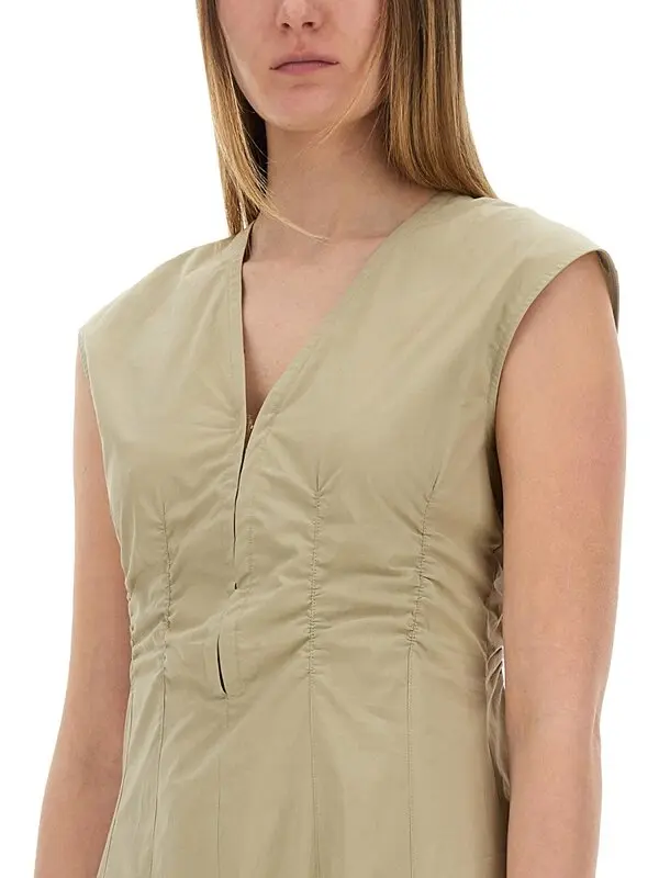 ALYSI Ruched V-neck Maxi Dress - Nude
