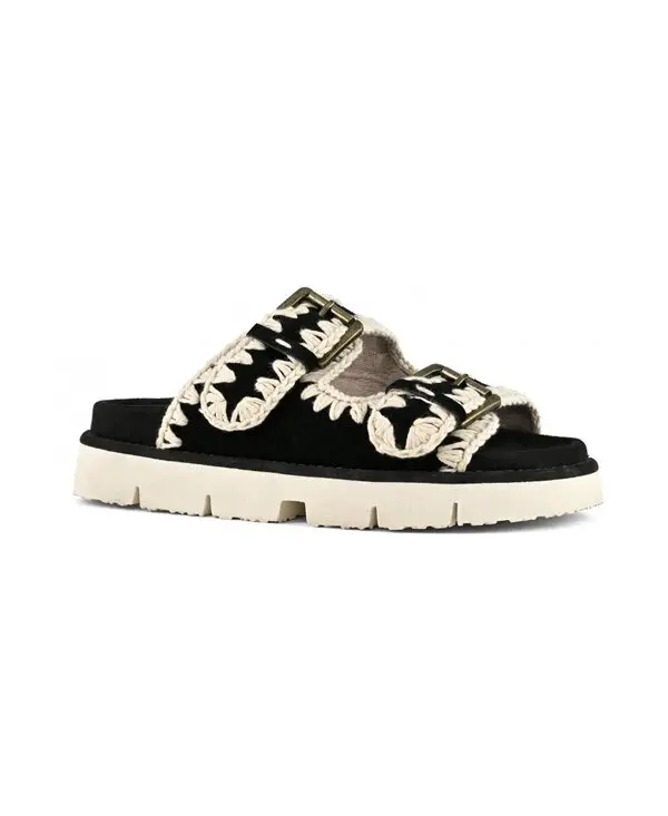 Mou Logo Slippers With Double Straps