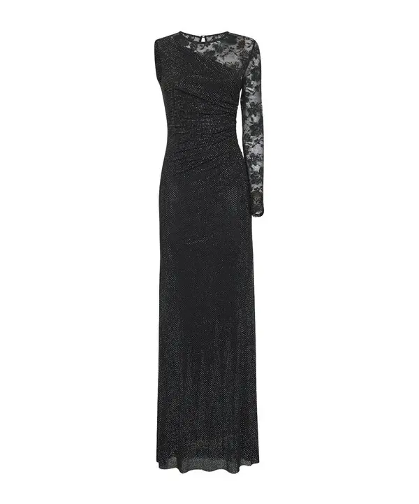 SELF-PORTRAIT One-shoulder Maxi Dress - Black