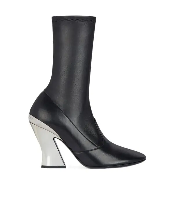 Givenchy Sculpted Ankle Boots In Nappa Leather - Black/silver