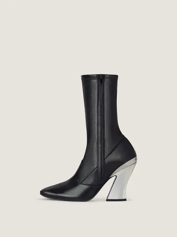 Givenchy Sculpted Ankle Boots In Nappa Leather - Black/silver