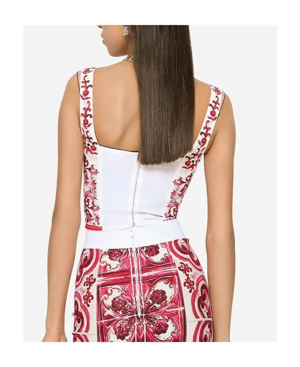 Dolce & Gabbana Majolica-printed Bustier Top