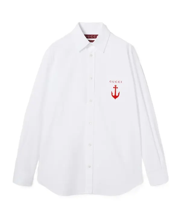Gucci Embroidery Long-sleeve Poplin Shirt