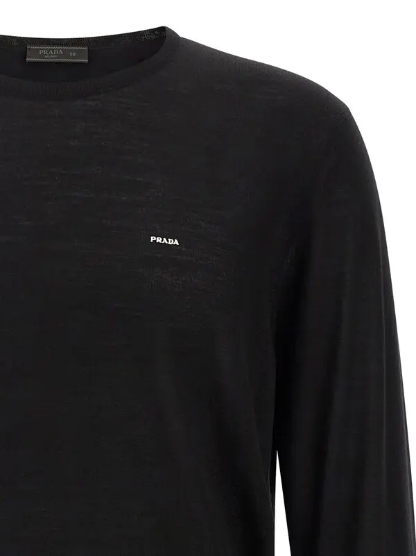 Prada Long Sleeved Crewneck Jumper - Black