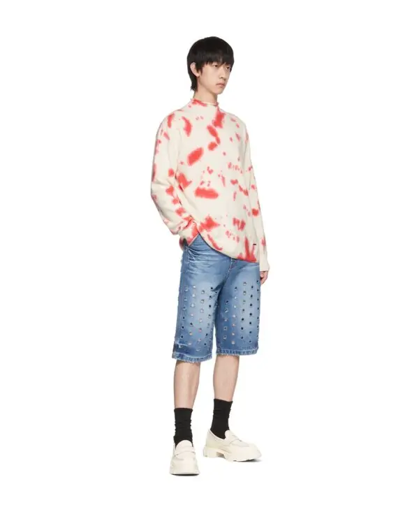 We11Done Tie-dye Ribbed High Collar Sweater