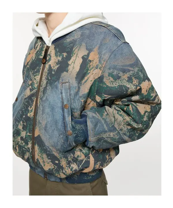 Acne Studios Printed Denim Bomber Jacket