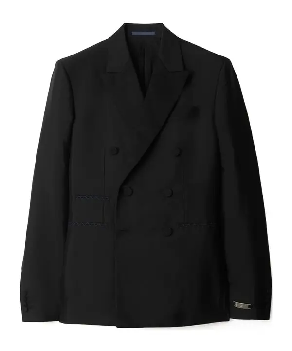 Burberry Double Breasted Peak Lapels Blazer - Black