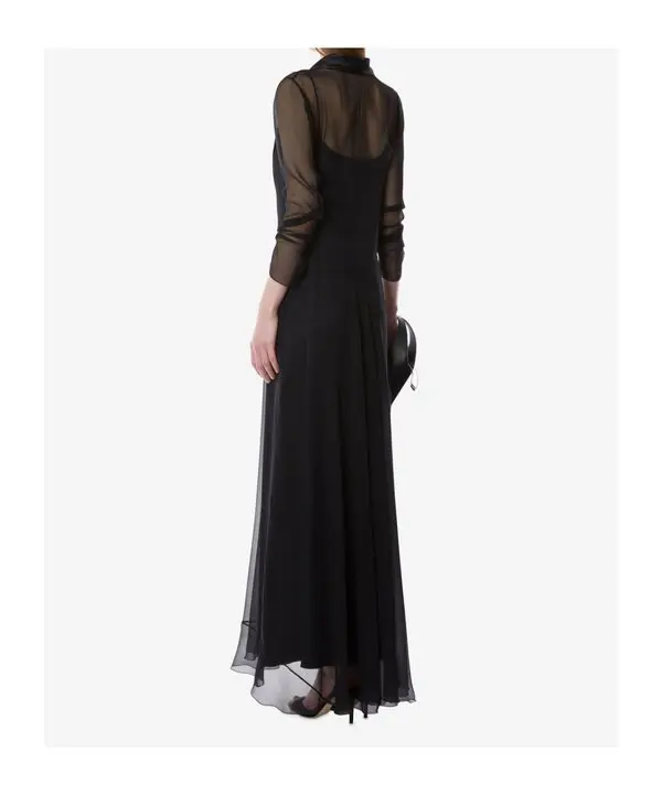 Alberta Ferretti Cowl Neck Chiffon Dress With Petticoat