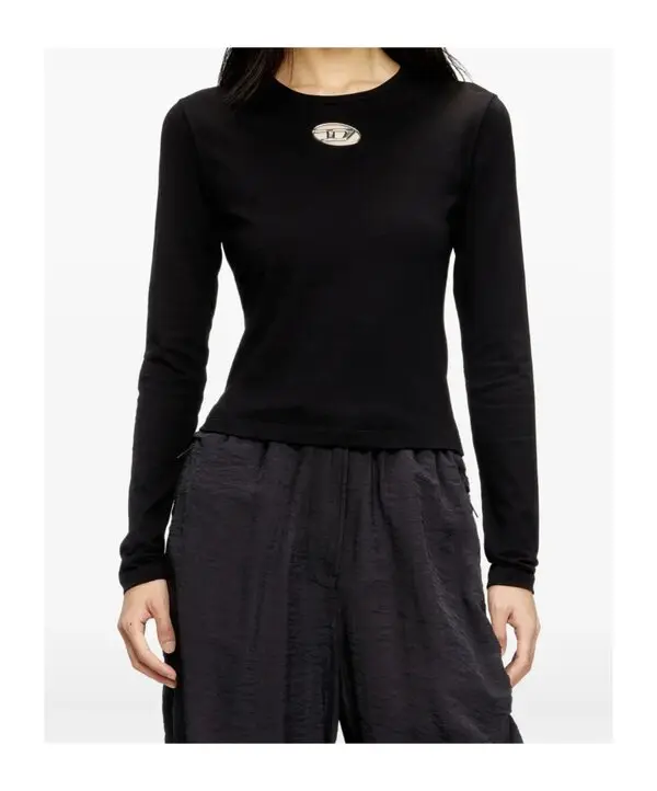 DIESEL® Long Sleeve Oval D Cut Out Top - Black