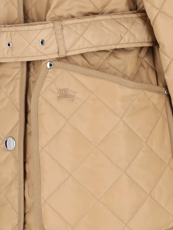 Burberry Belted Waist Quilted Jacket - Brown