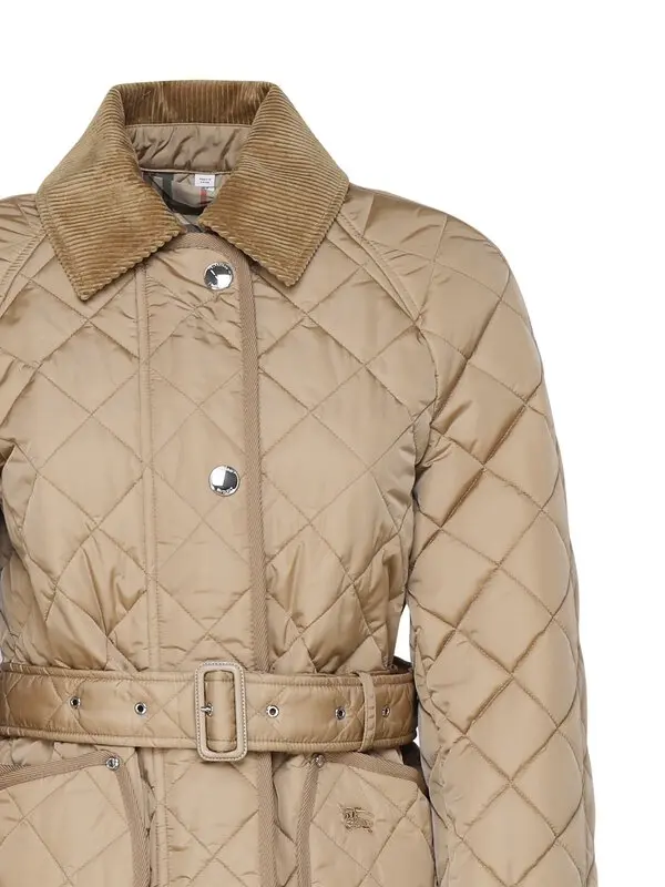 Burberry Belted Waist Quilted Jacket - Brown