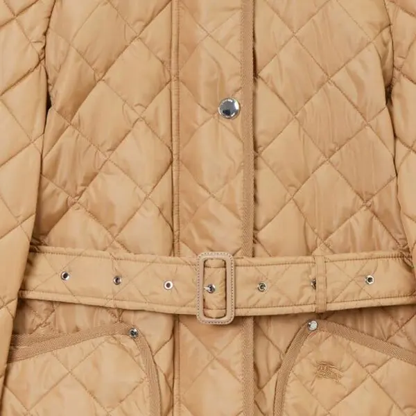 Burberry Belted Waist Quilted Jacket - Brown