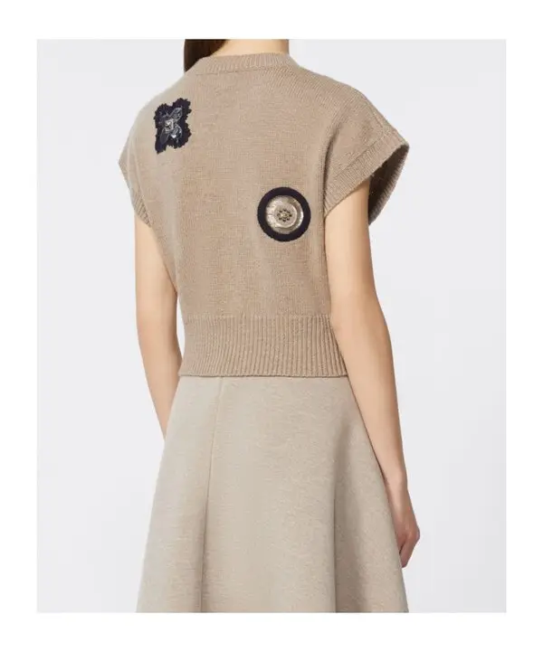 Max Mara Embellished Cropped Sweater - Sand