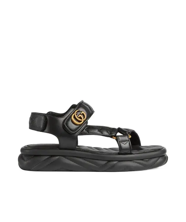 Gucci Double G Quilted Sandals - Black