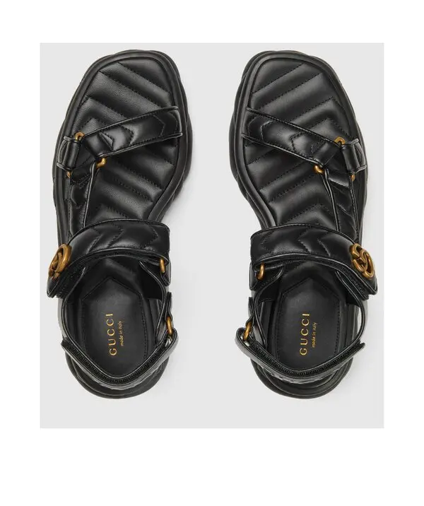 Gucci Double G Quilted Sandals - Black
