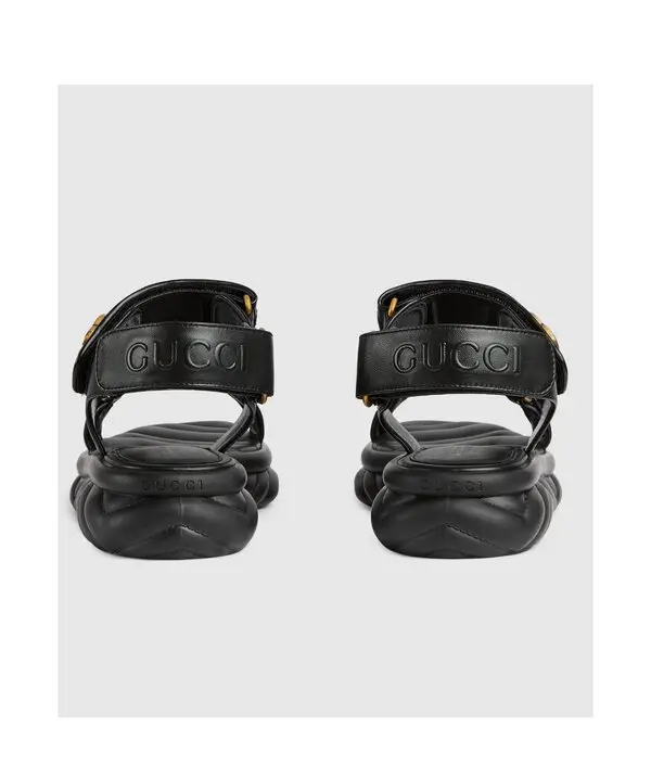 Gucci Double G Quilted Sandals - Black